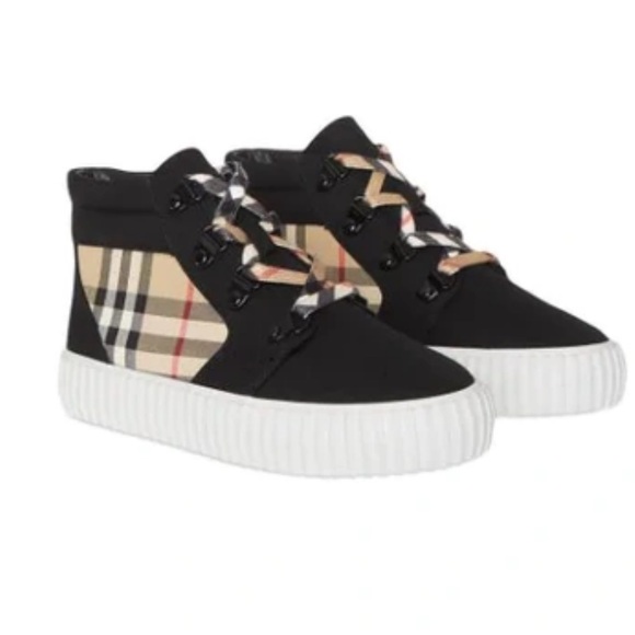 Burberry | Shoes | Burberry Kids Emmett Check High Top Sneakers Black ...